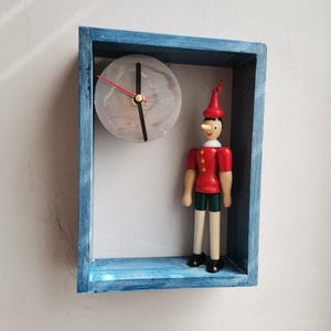 Pinocchio Wooden Clock, Wooden Frame Clock With Pinocchio Figurine ...