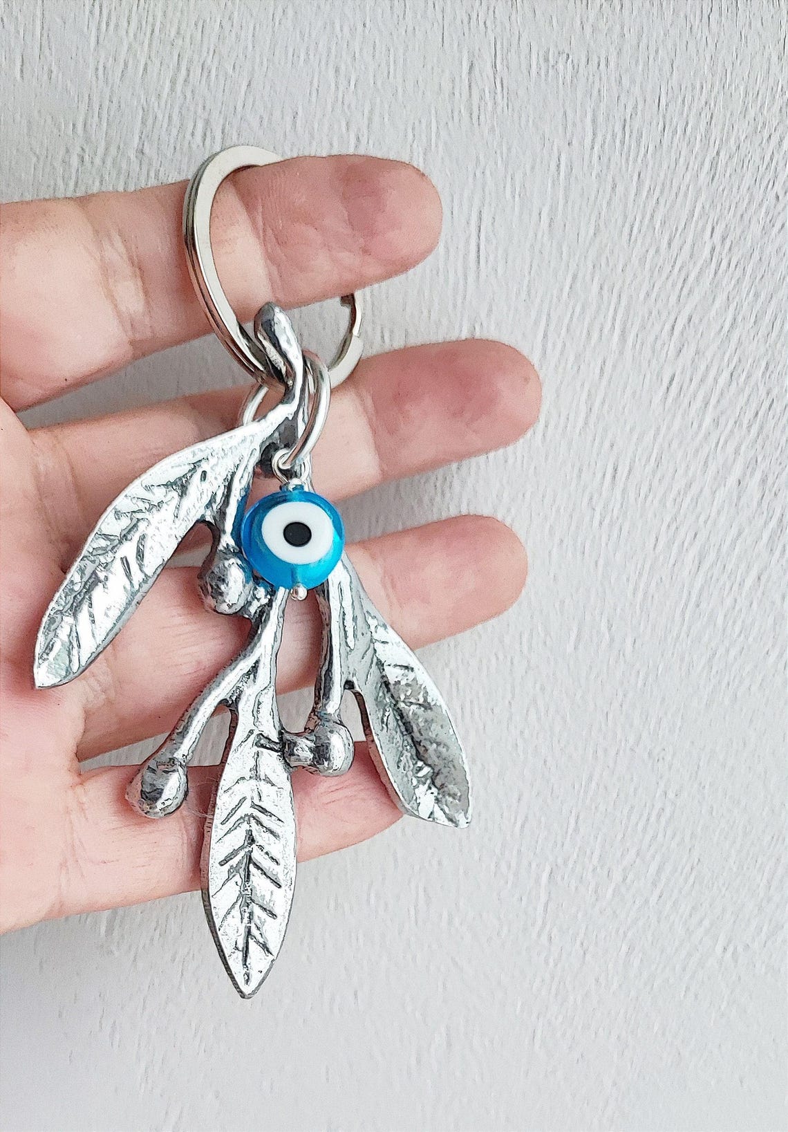 Olive Leaves Keychain, Aluminum Olive Leaves and Olives Key Ring With ...
