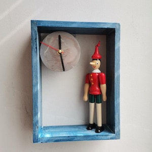 Pinocchio Wooden Clock, Wooden Frame Clock With Pinocchio Figurine ...