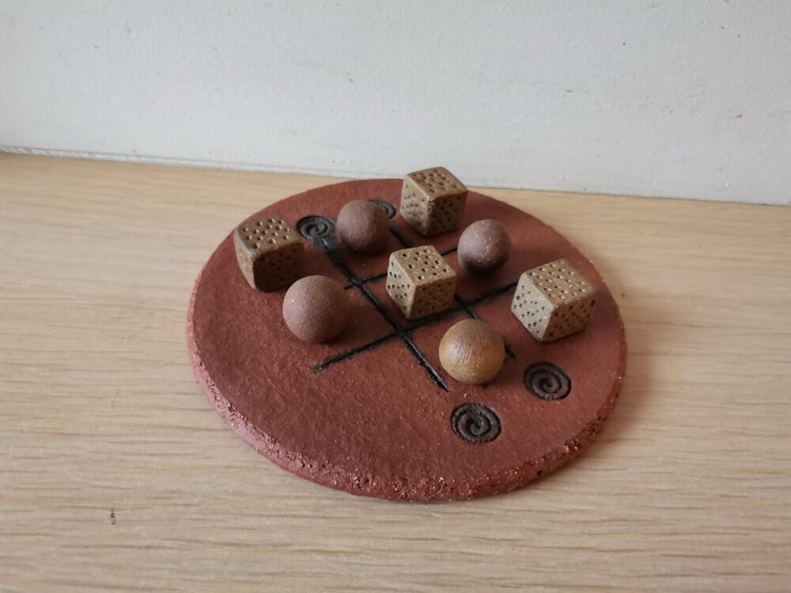Ceramic Tic Tac Toe Sculpture, Noughts and Crosses Set With Cubes and ...