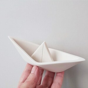 Porcelain Paper Boat, Matte White Paper Boat Art Object, Good Luck ...