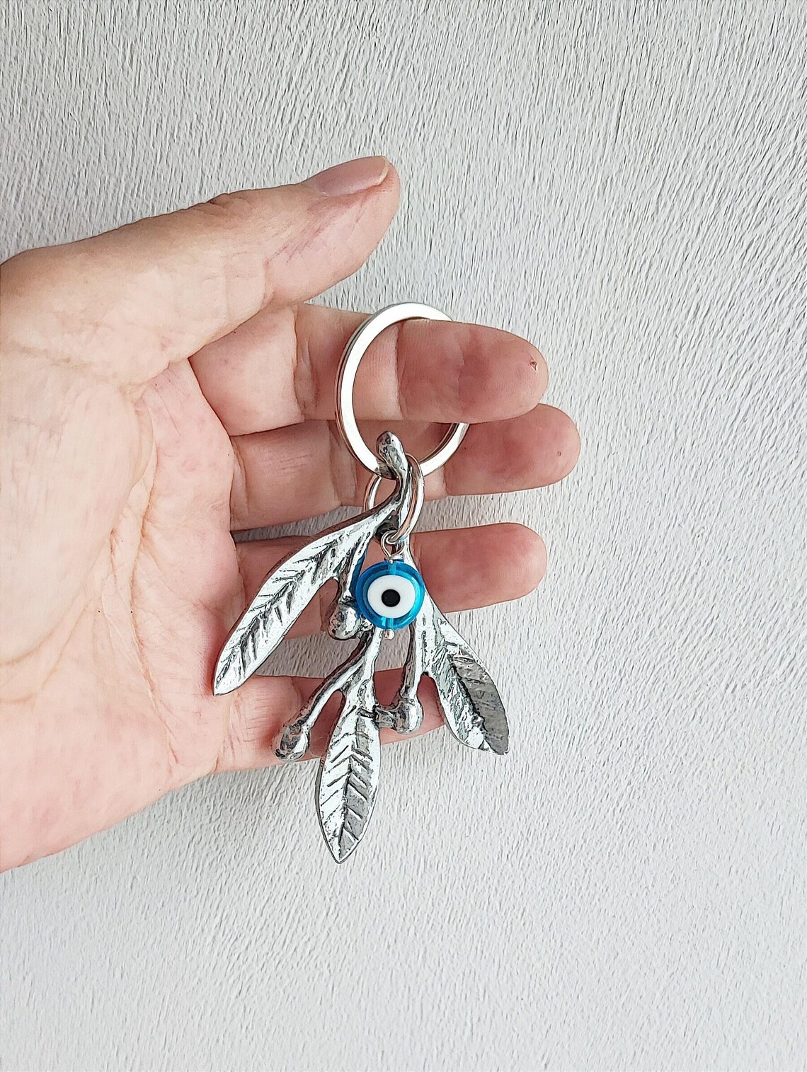 Olive Leaves Keychain, Aluminum Olive Leaves and Olives Key Ring With ...