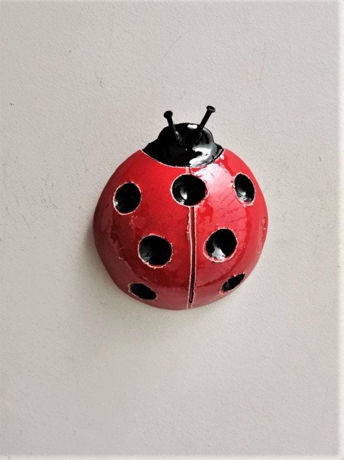 Ceramic Ladybug Sculpture, Red Black Ladybug Wall Hanging, Spring Decor ...