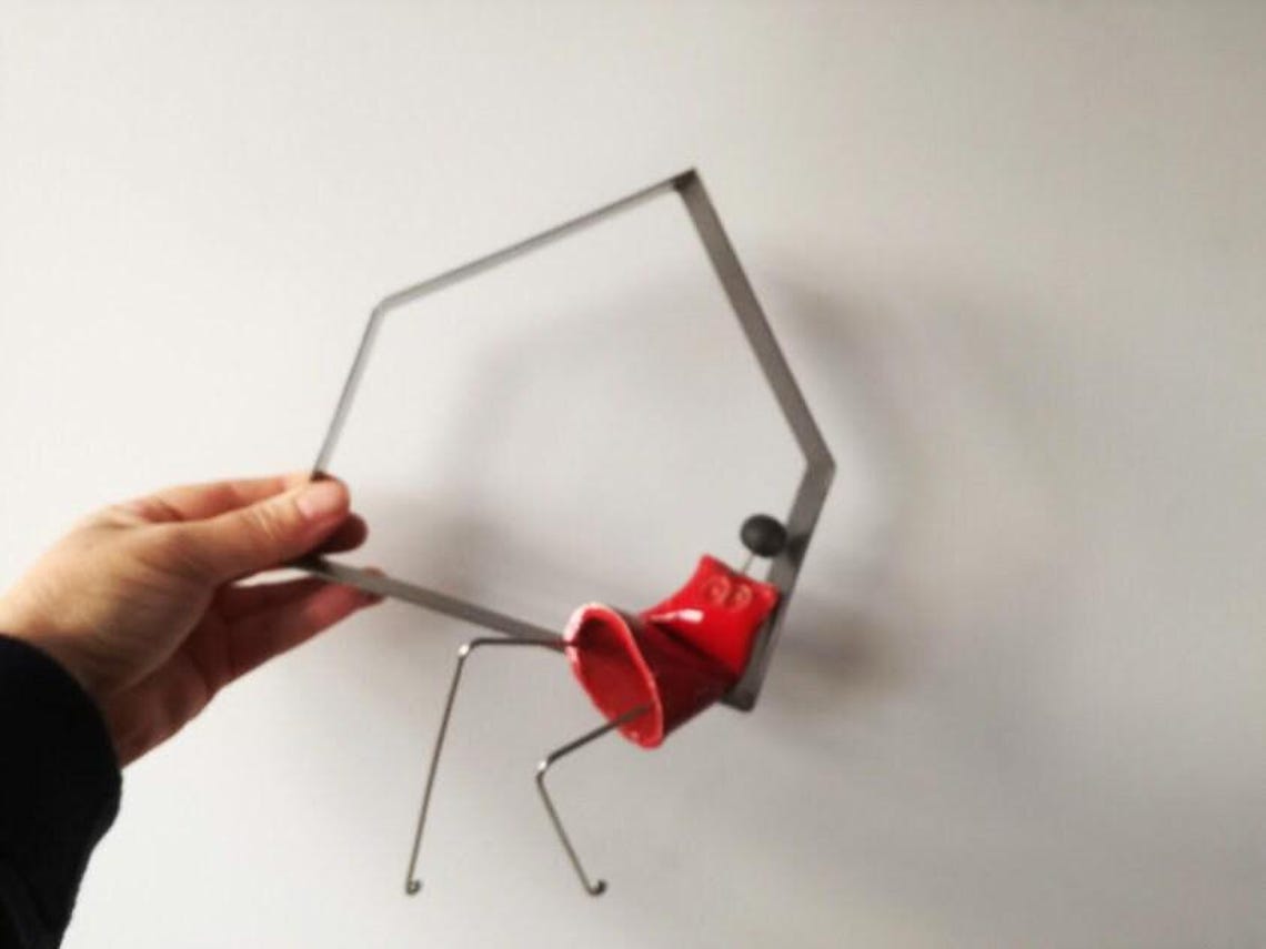 House and Figure Sculpture, Minimalist Metal House Wall Sculpture With ...