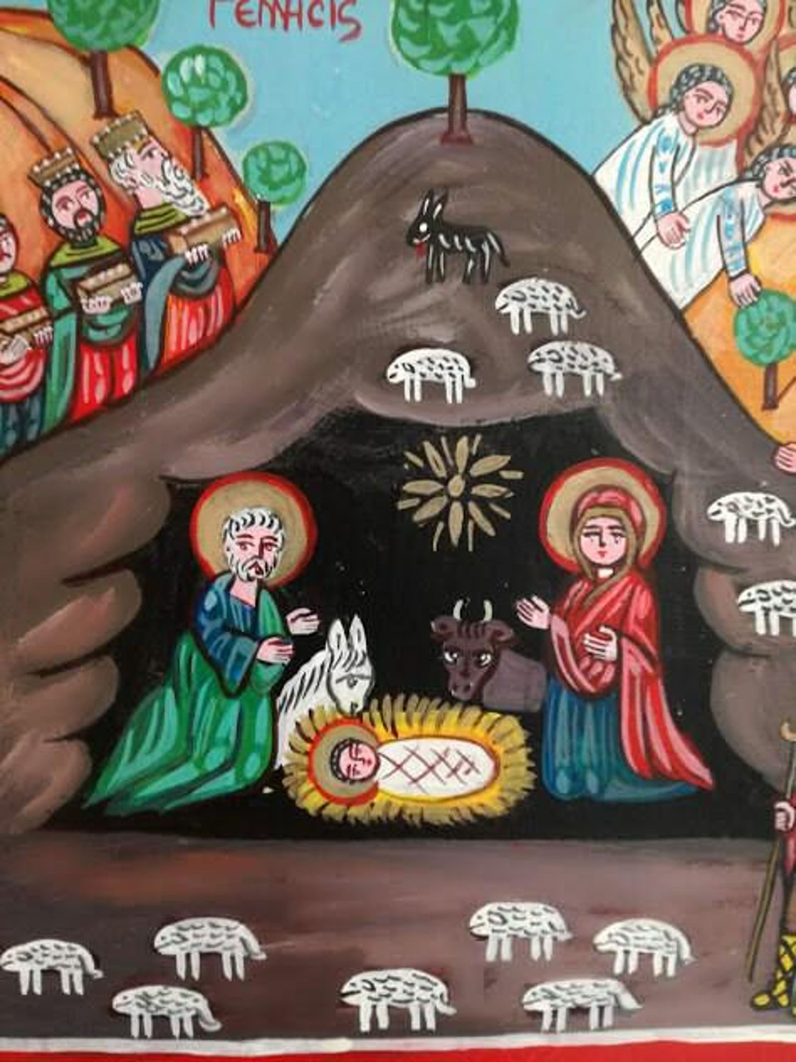 Birth of Christ Icon, Nativity Folk Art Icon, Birth of Christ Folk Art ...