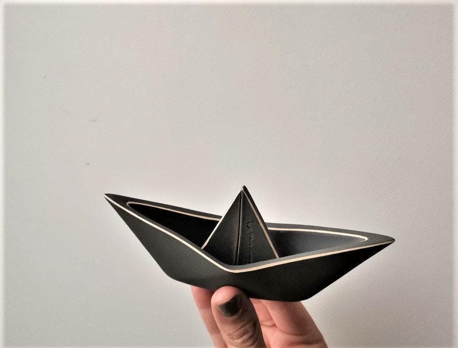 Ceramic Paper Boat, Grey Paper Boat Art Object, Good Luck Paper Boat ...