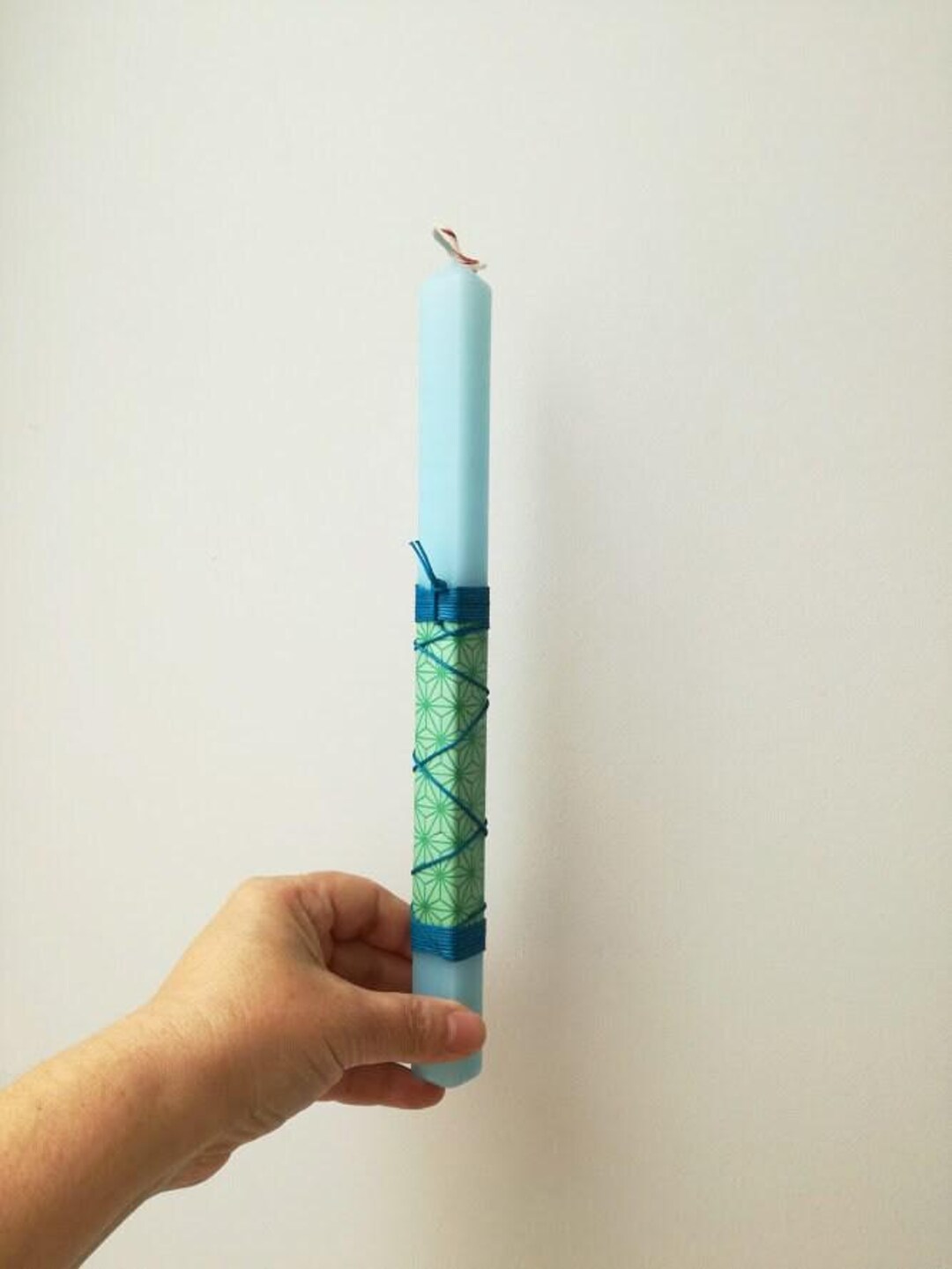 Blue Easter Candle With Blue Cord, Square Candle in Sky Blue With ...