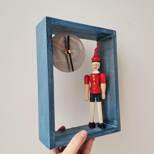 Pinocchio Wooden Clock, Wooden Frame Clock With Pinocchio Figurine ...