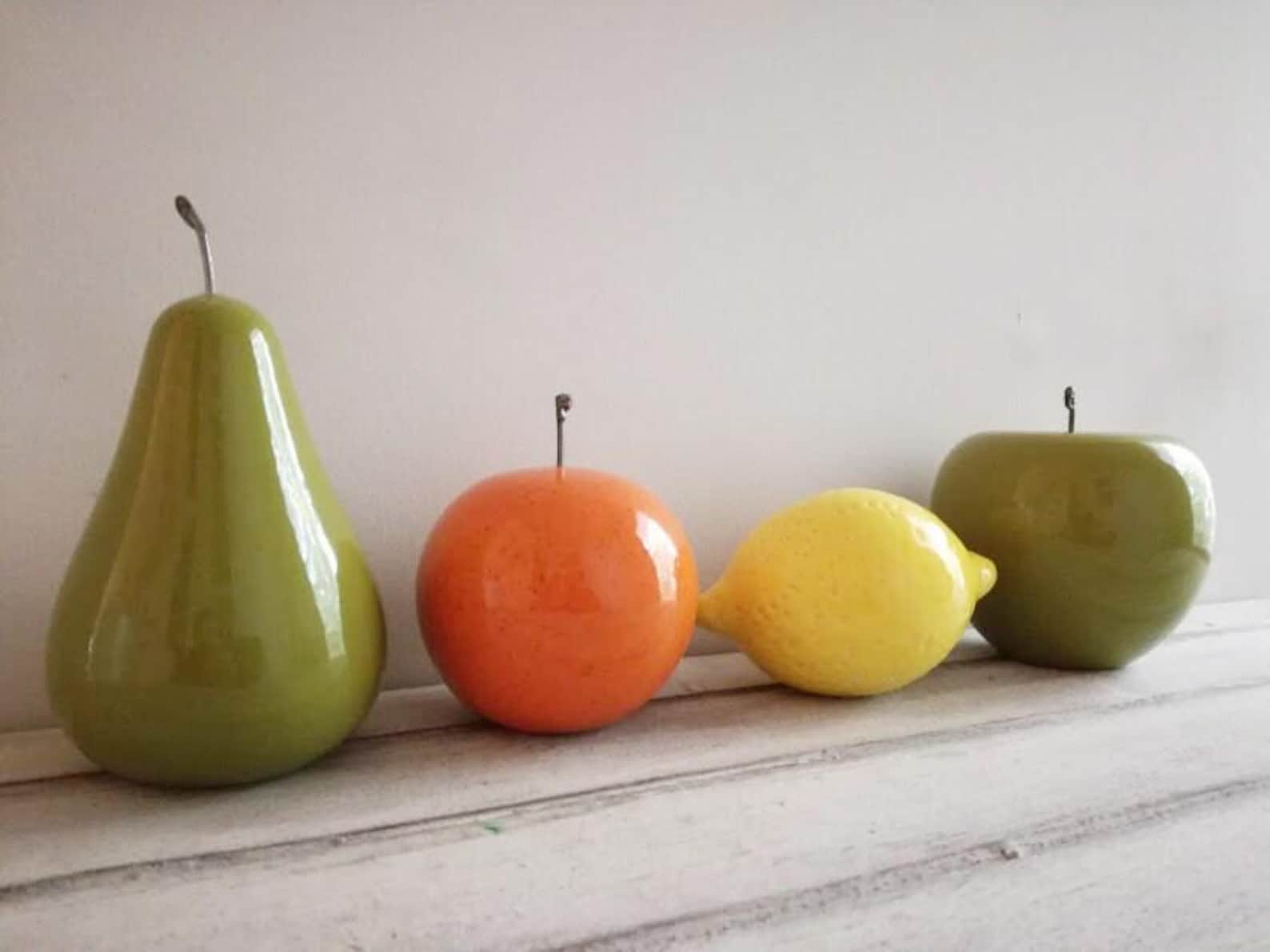 Ceramic Fruit Sculptures, Life Size Ceramic Fruit of Earthenware Clay ...