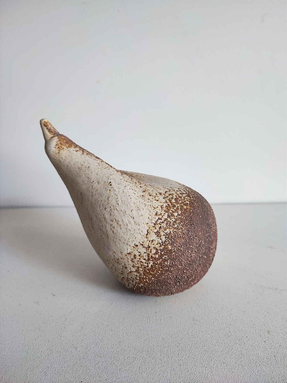 Large Pear Sculpture, Stoneware Clay, Brown White Pear Sculpture ...