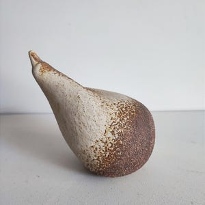 Large Pear Sculpture, Stoneware Clay, Brown White Pear Sculpture ...