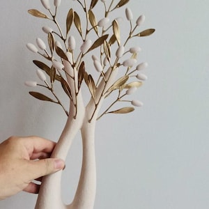White Olive Tree, Ceramic Olive Tree With Brass Olive Branches, Olive ...