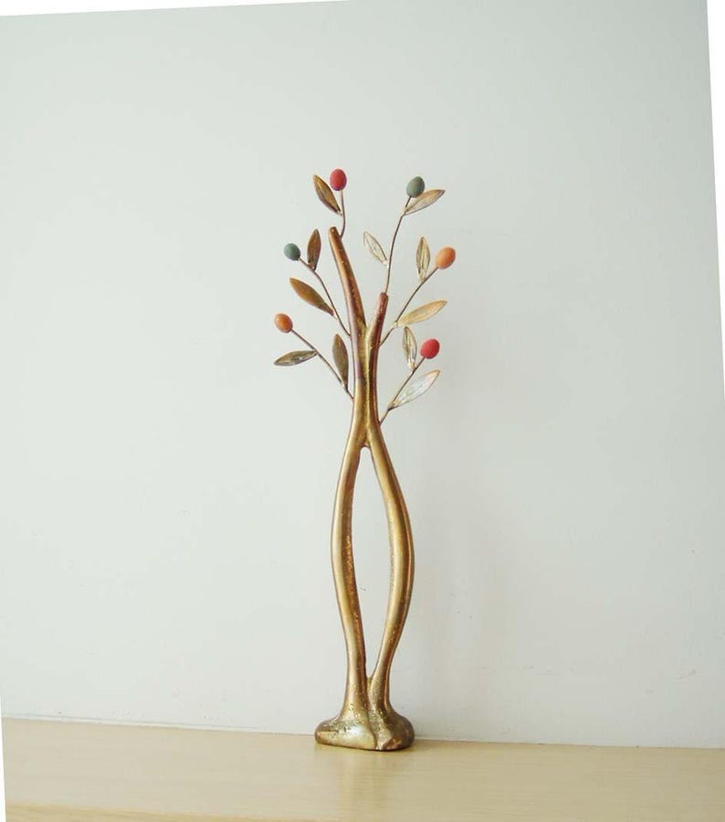 Modern Olive Tree Sculpture, Brass Olive Tree With Colourful Olives ...