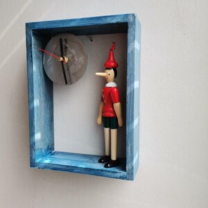 Pinocchio Wooden Clock, Wooden Frame Clock With Pinocchio Figurine ...