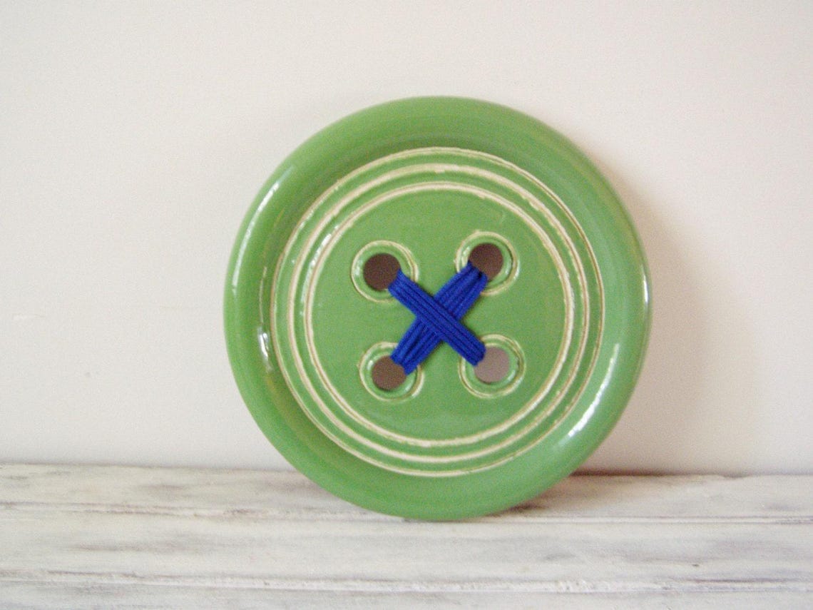 Green Button Sculpture, Wall Sculpture Emerald Green Button ...