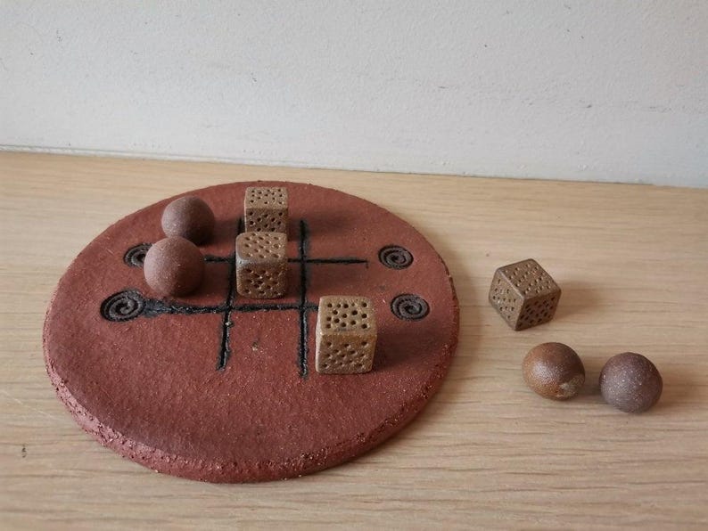 Ceramic Tic Tac Toe Sculpture, Noughts and Crosses Set With Cubes and ...