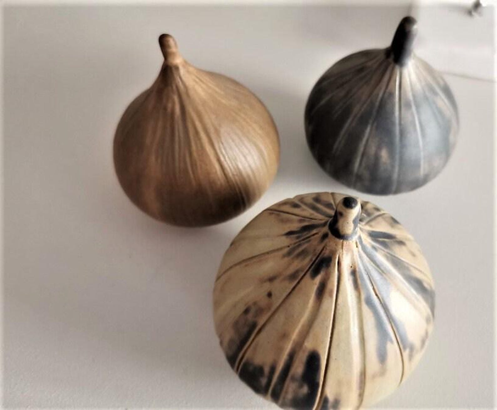 Ceramic Fig Sculpture, Life Size Figs in Beige, Brown and Black ...