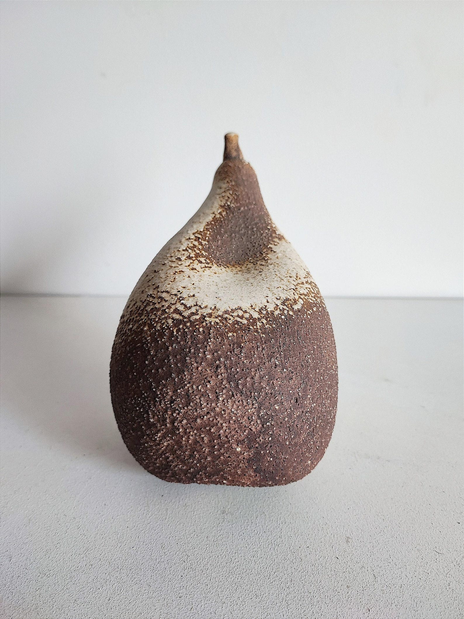 Large Pear Sculpture, Stoneware Clay, Brown White Pear Sculpture ...