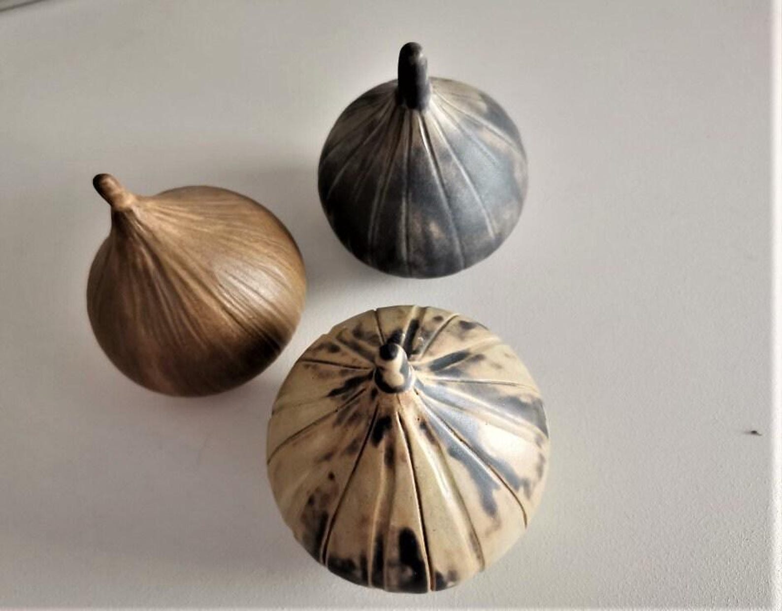 Ceramic Fig Sculpture, Life Size Figs in Beige, Brown and Black ...
