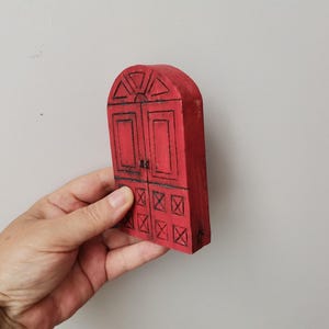 Red Front Door Sculpture, Domed, Stoneware Greek House Gate, Ceramic ...
