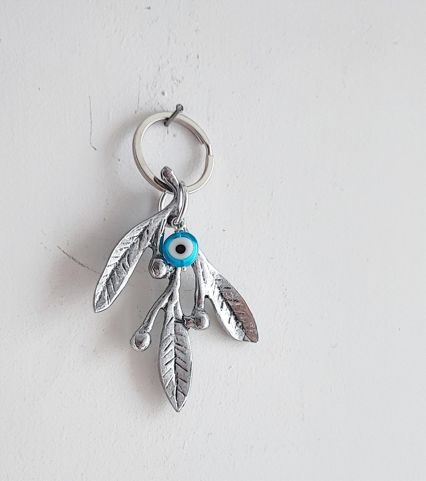 Olive Leaves Keychain, Aluminum Olive Leaves and Olives Key Ring With ...