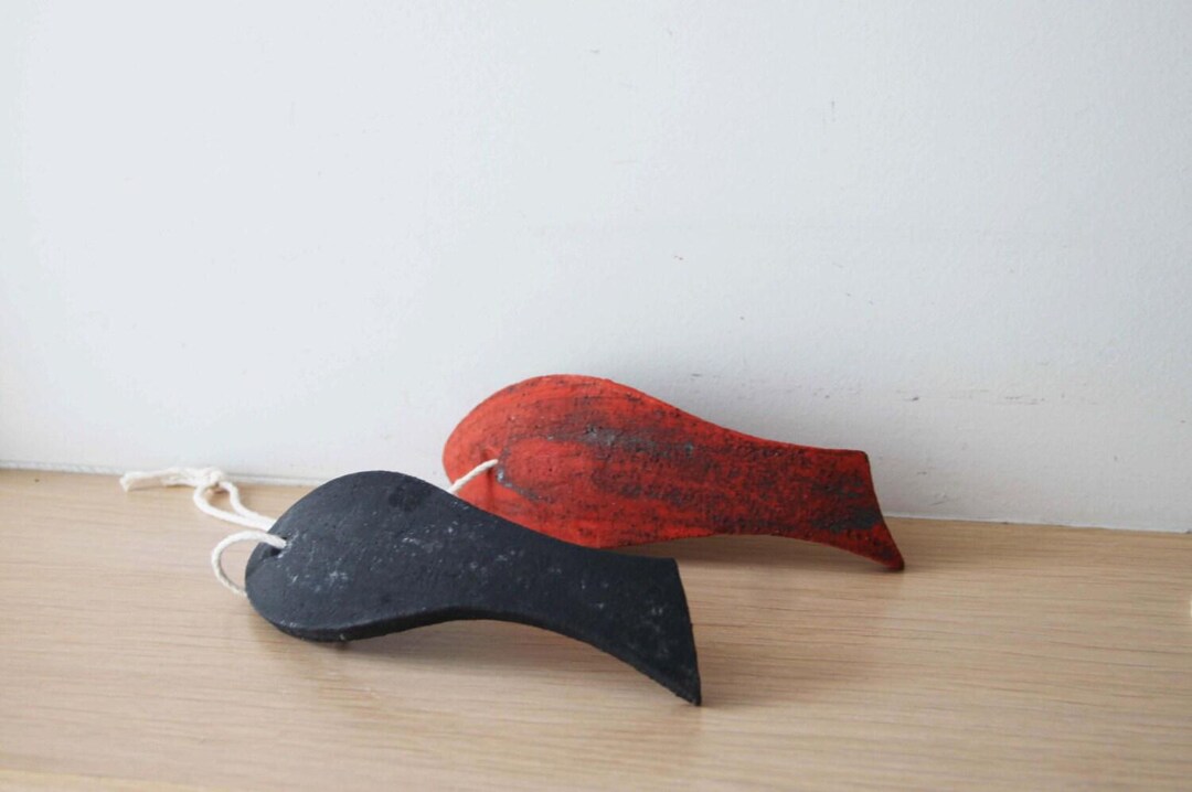 Black Ceramic Fish Wall Hanging, Jet Black Fish of Stoneware Clay ...