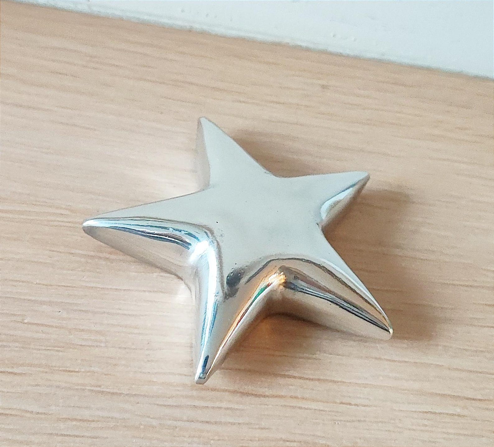 Silver Star Art Object, Aluminum Star Paper Weight, Handmade Star ...