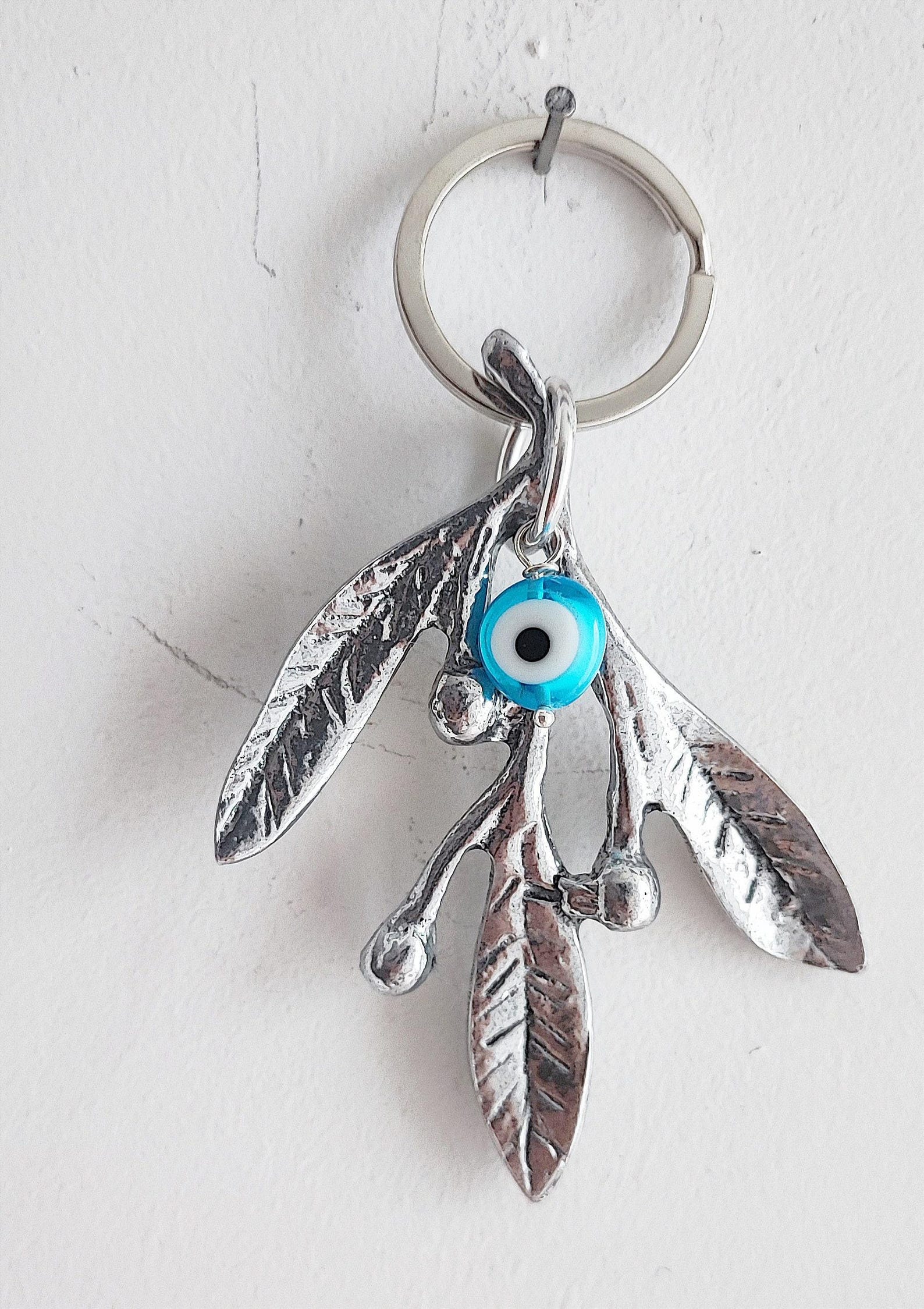 Olive Leaves Keychain, Aluminum Olive Leaves and Olives Key Ring With ...
