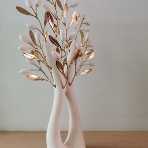 White Olive Tree, Ceramic Olive Tree With Brass Olive Branches, Olive ...