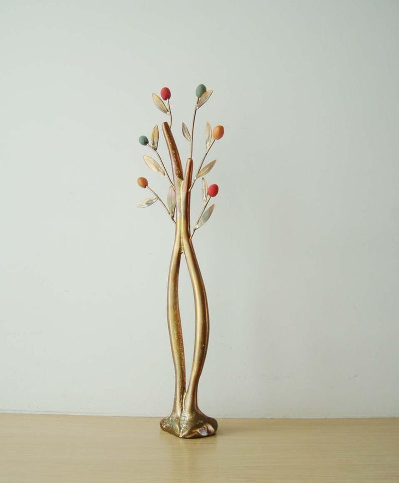 Modern Olive Tree Sculpture, Brass Olive Tree With Colourful Olives ...