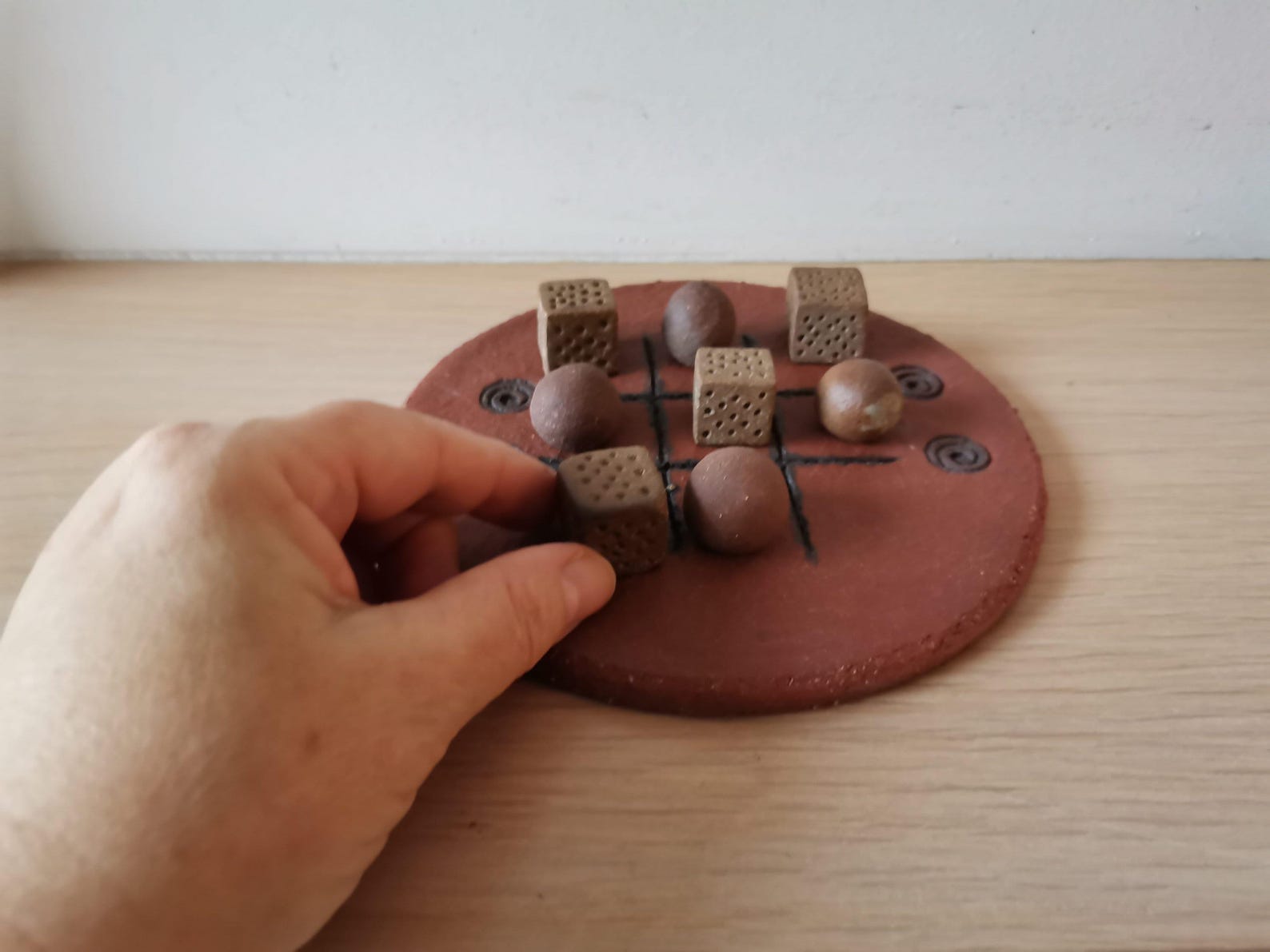 Ceramic Tic Tac Toe Sculpture, Noughts and Crosses Set With Cubes and ...