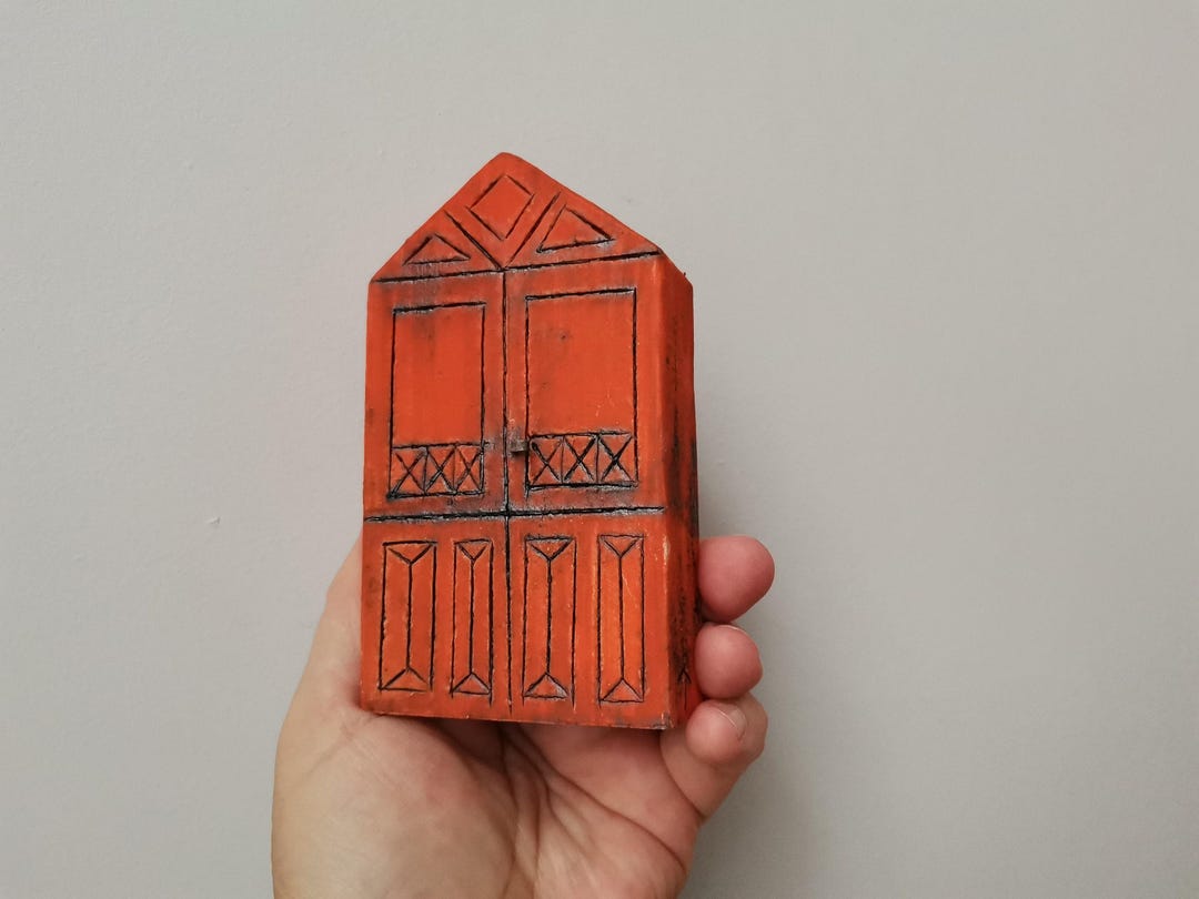 Oran Front Door Sculpture, Greek Gate With Triangle Roof, Stoneware ...