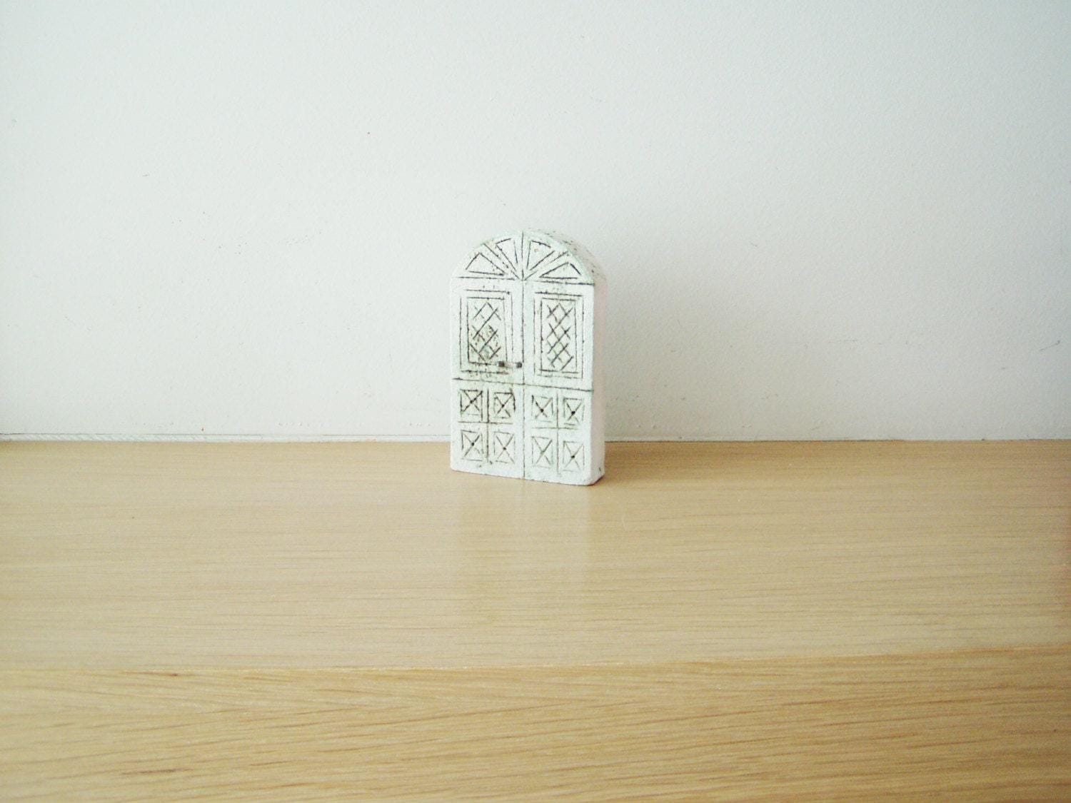 Ceramic Front Door Sculpture, White Greek Gate, Domed, Stoneware Greek ...