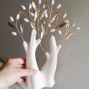 Modern Olive Tree Sculpture, Ceramic Olive Tree With Brass Olive ...