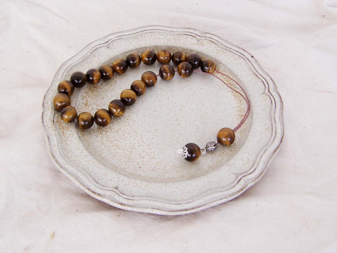 Tiger Eye Worrybeads Set, Round, Glossy, Tiger Eye, Prayer Beads-mala ...