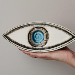 Large Blue Eye, Ceramic, Blue Eye Sculpture, Handbuilt, Stoneware Clay ...