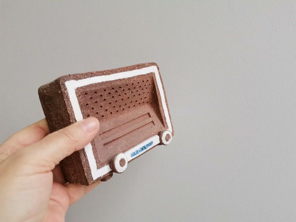 Ceramic Radio Miniature, Ceramic Radio Art Object, Stoneware Clay Radio ...