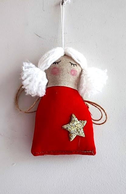 Angel Plushie Doll, White Haired Angel Soft Doll Ornament, Christmas ...