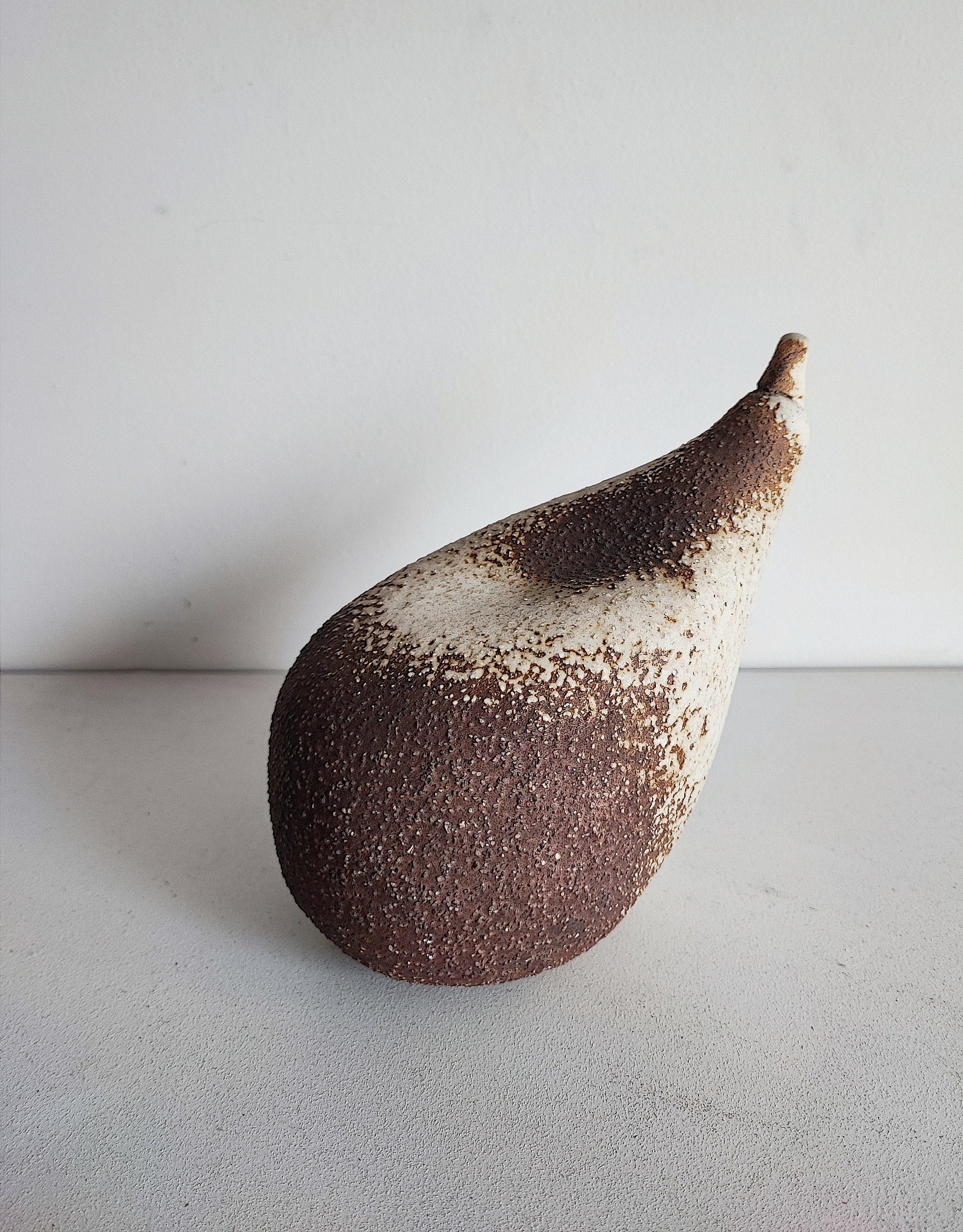 Large Pear Sculpture, Stoneware Clay, Brown White Pear Sculpture ...