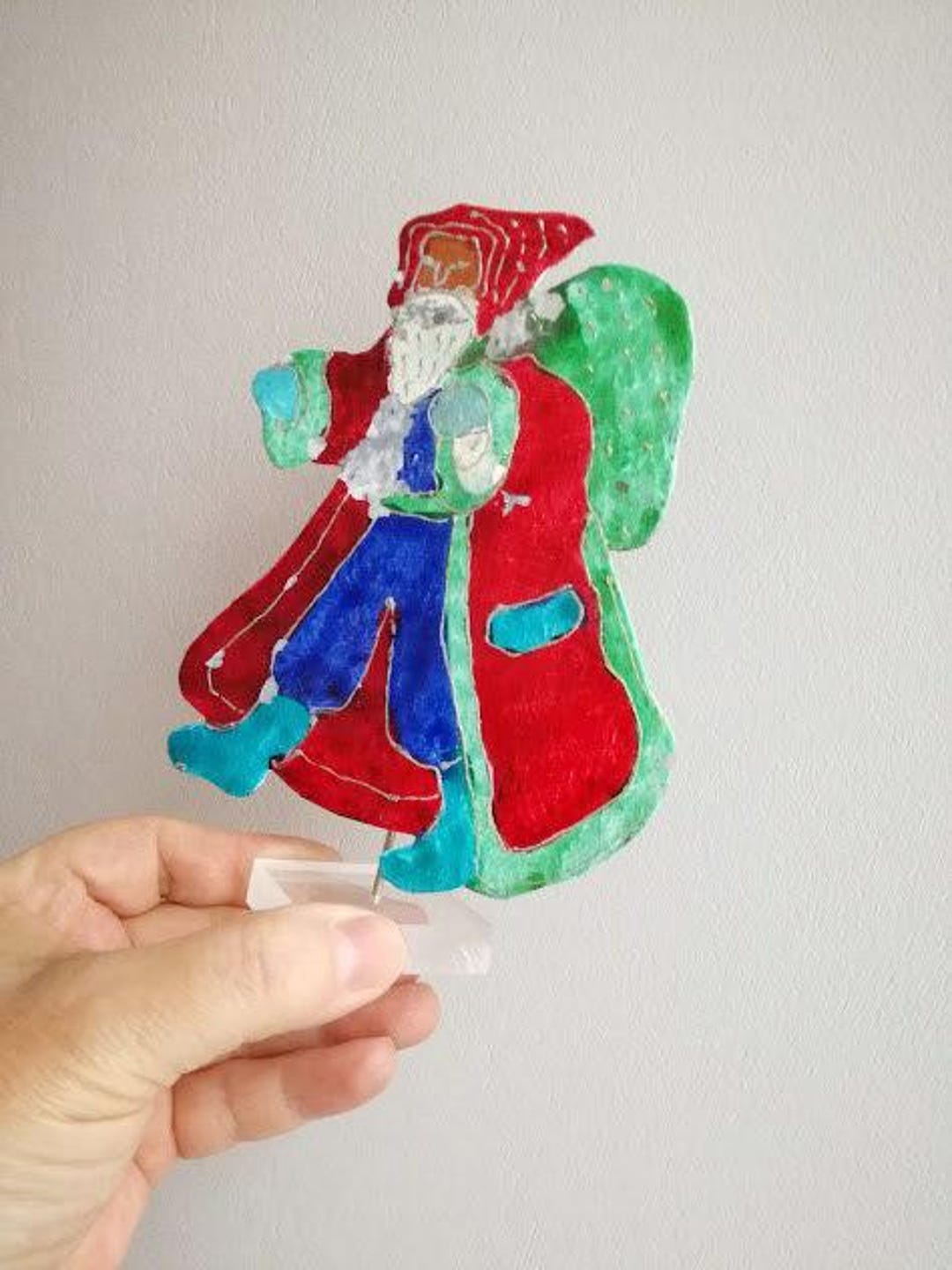 Retro Colourful Santa on Plexi Base, Vintage Metal, Santa Sculpture ...