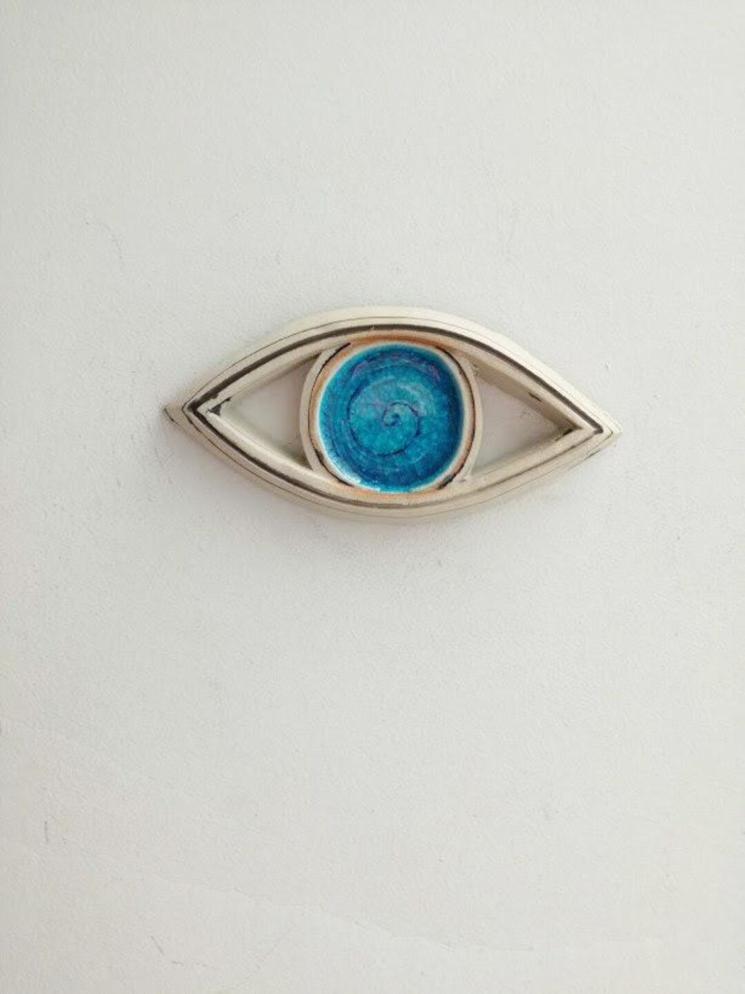Blue Ceramic Eye, Stoneware Clay, Small Ceramic Eye Wall Sculpture ...