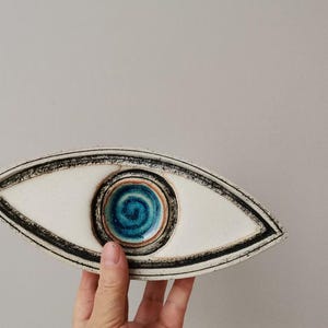 Large Blue Eye, Ceramic, Blue Eye Sculpture, Handbuilt, Stoneware Clay ...