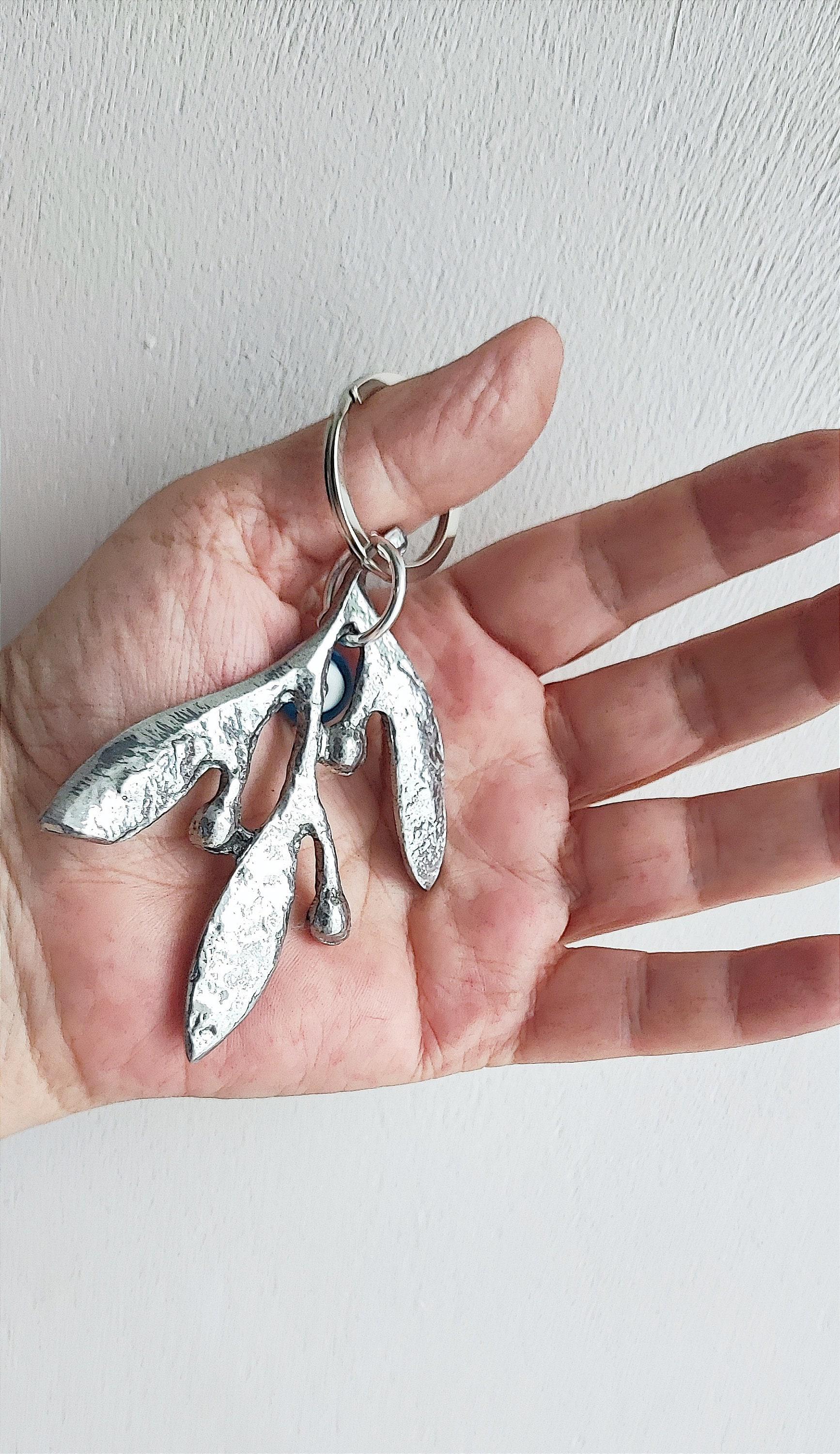 Olive Leaves Keychain, Aluminum Olive Leaves and Olives Key Ring With ...