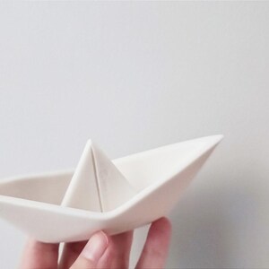 Porcelain Paper Boat, Matte White Paper Boat Art Object, Good Luck ...
