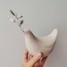 White Dove Sculpture, Stoneware Clay, Unglazed Dove Figure With Olive ...