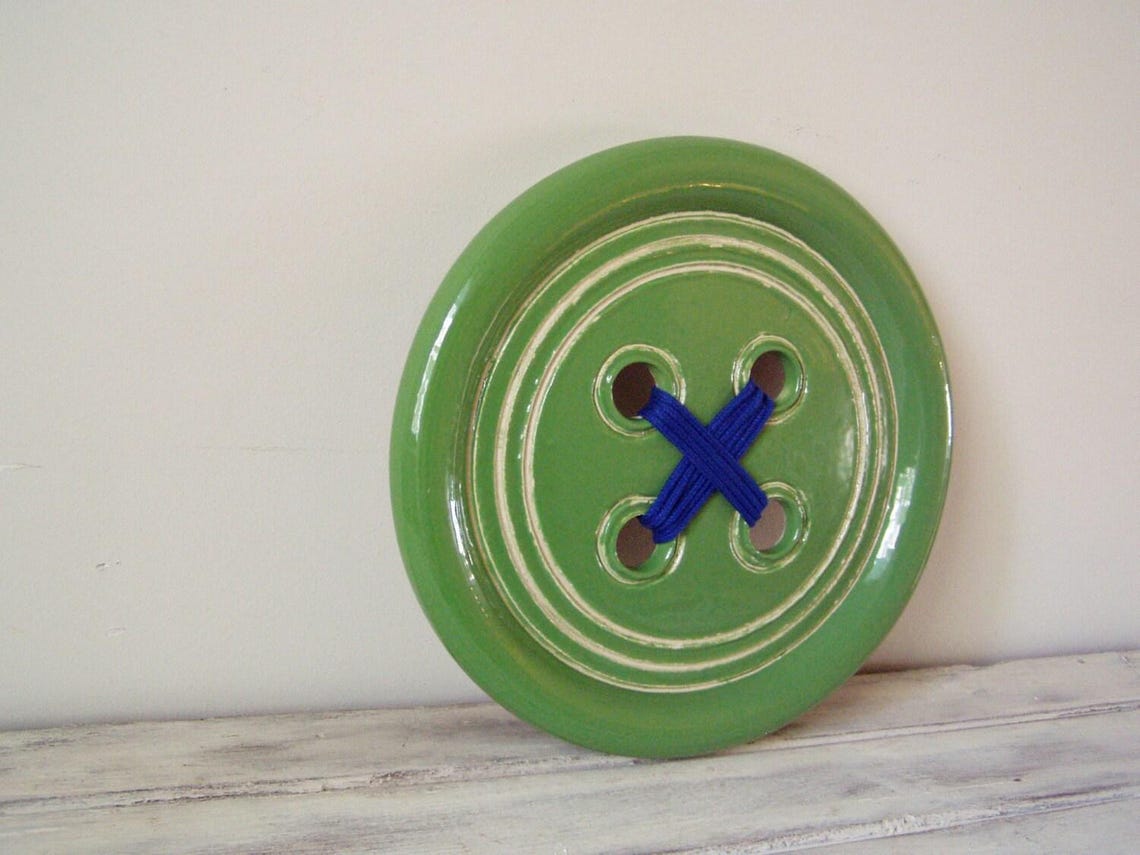 Green Button Sculpture, Wall Sculpture Emerald Green Button ...