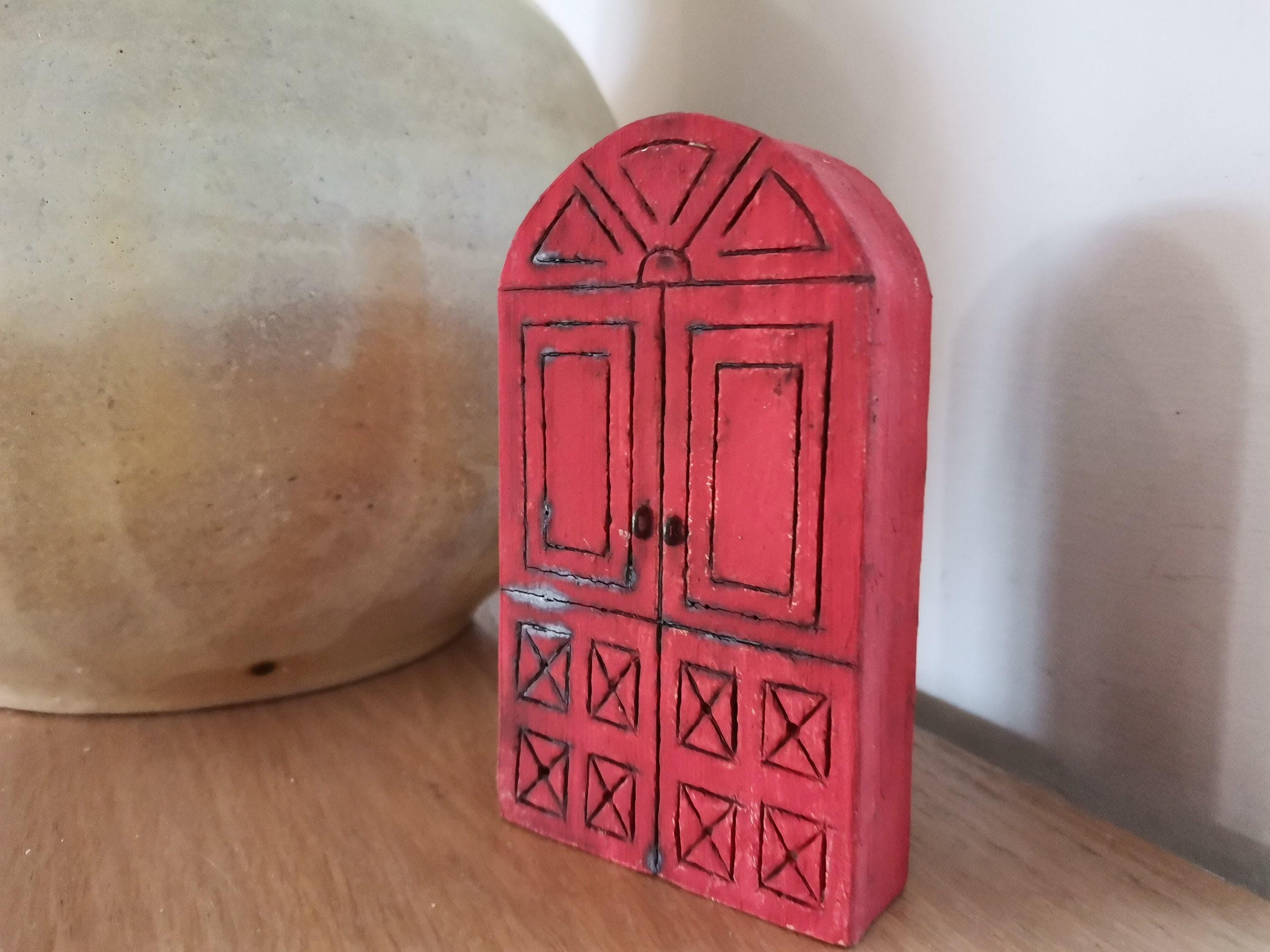 Red Front Door Sculpture, Domed, Stoneware Greek House Gate, Ceramic ...