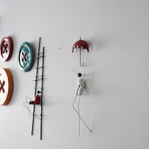 Figure With Ladder Sculpture, Wall Ladder Miniature With Abstract ...