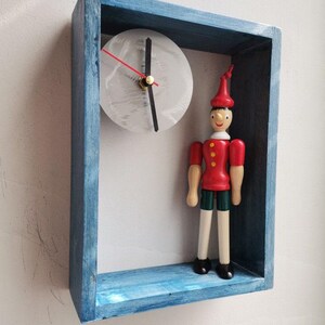 Pinocchio Wooden Clock, Wooden Frame Clock With Pinocchio Figurine ...