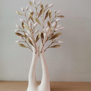 White Olive Tree, Ceramic Olive Tree With Brass Olive Branches, Olive ...
